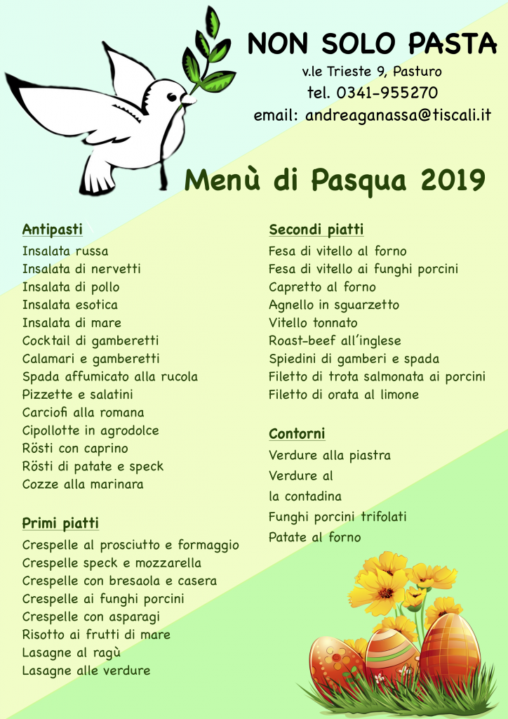 Menù di Pasqua alla Gastronomia Non Solo Pasta ~ Lago di Como e Valsassina