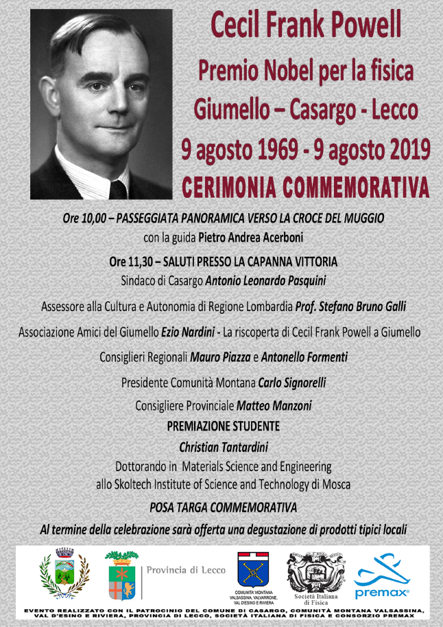 Commemorazione 50° dalla morte di Cecil Frank Powell, Nobel per la ...