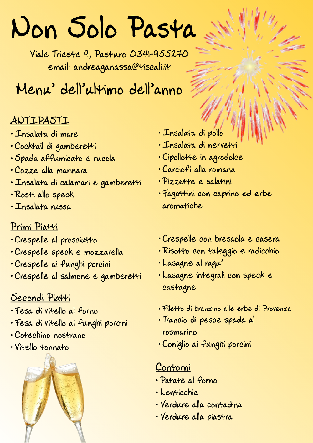 Menù di Capodanno alla Gastronomia Non Solo Pasta - Lago di Como e ...