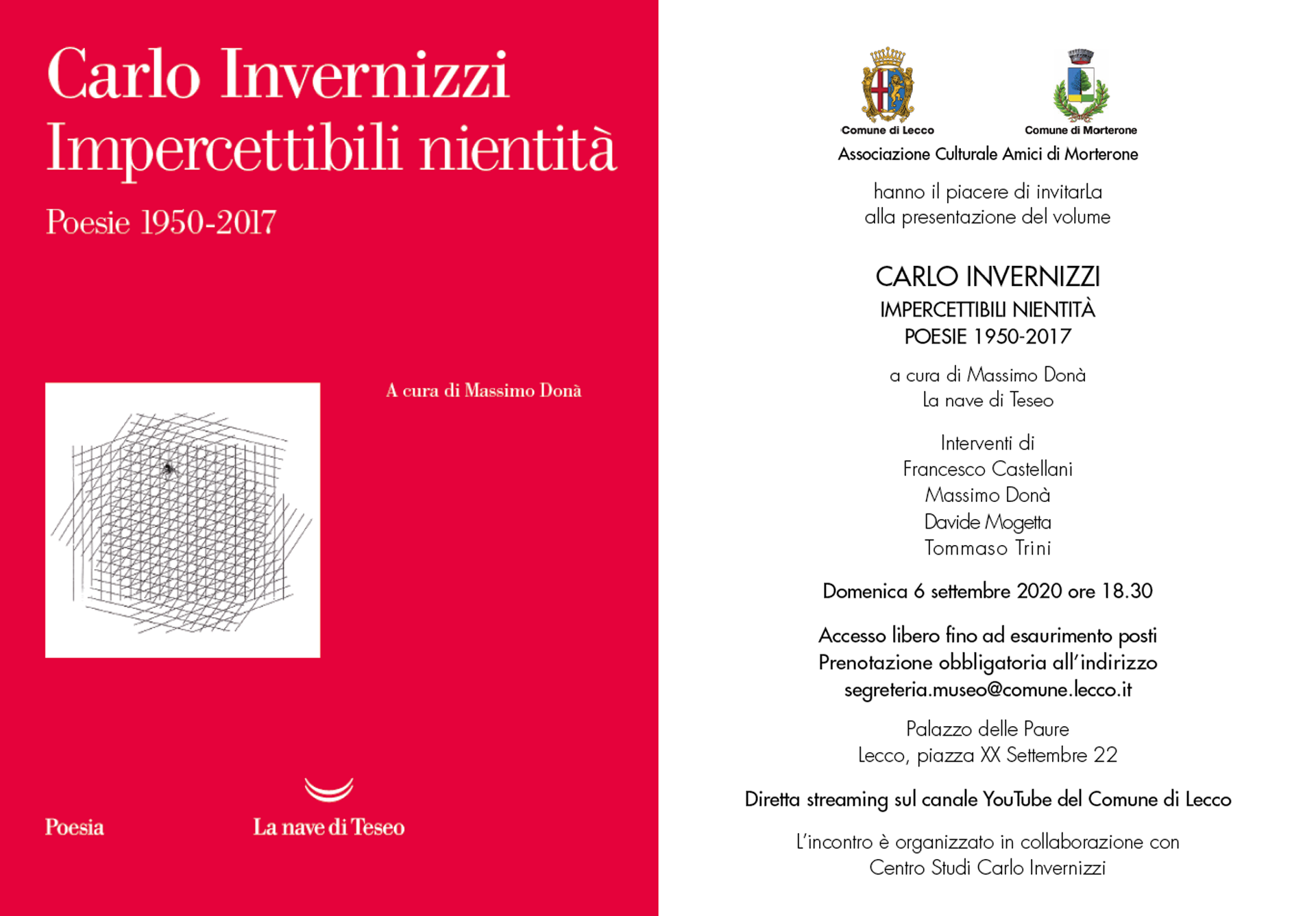 Presentazione del volume Carlo Invernizzi. Impercettibili nientità ...