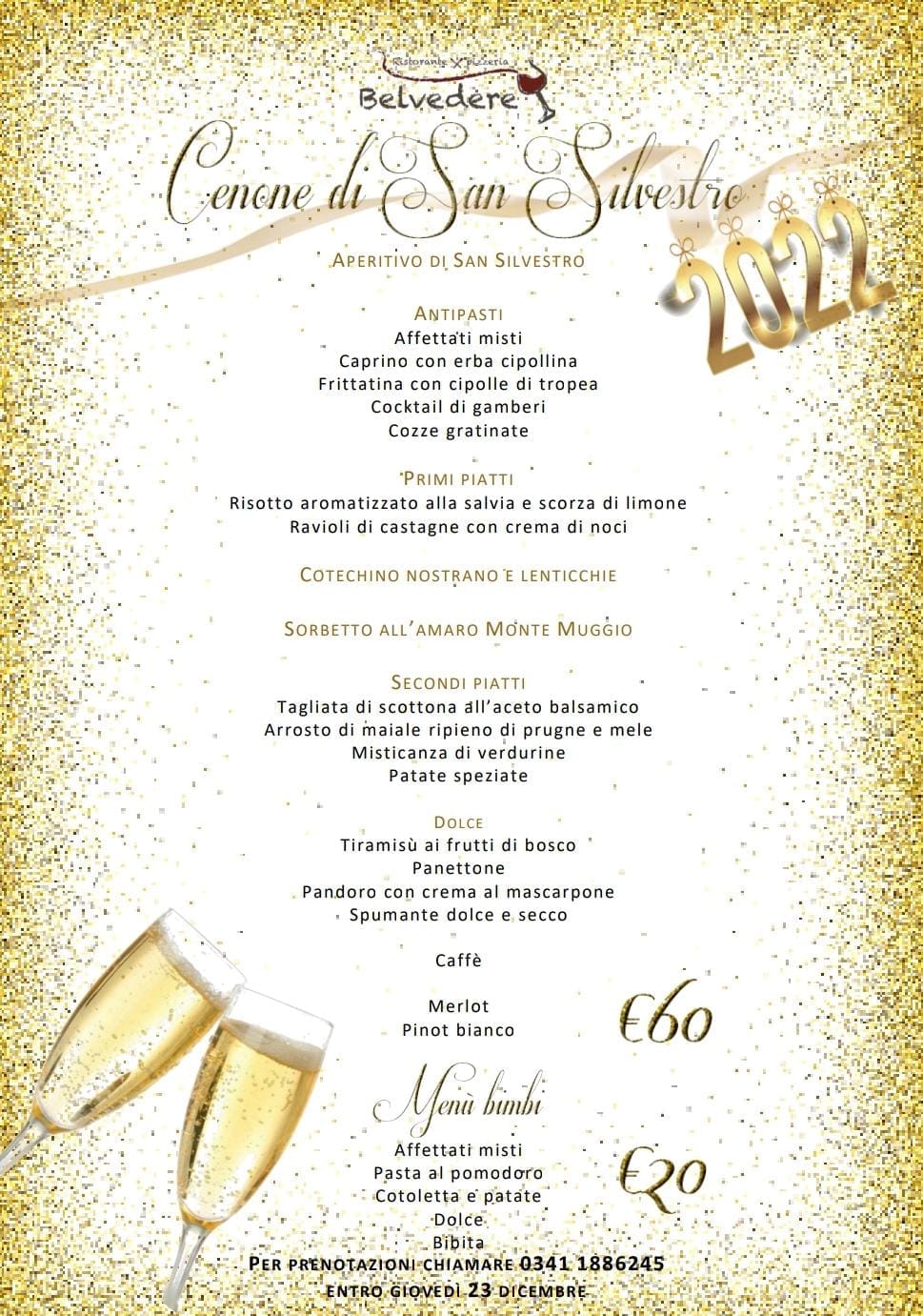 Menù di Capodanno alla Trattoria Pizzeria Belvedere - Lago di Como e ...