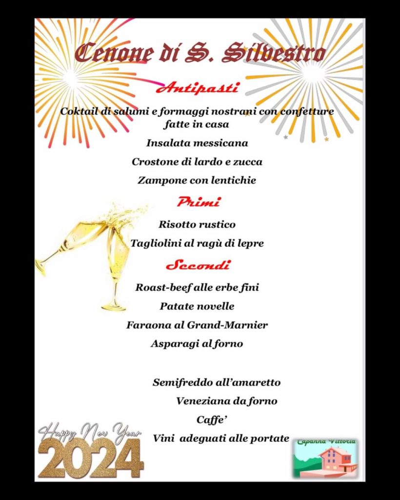 Menù di Capodanno alla Capanna Vittoria - Lago di Como e Valsassina